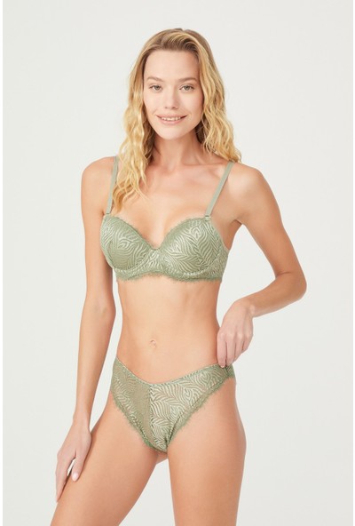 Cansoy Zeta Desenli Destekli Haki Sütyen Takımı Cansoy Zeta Desenli Destekli Haki Sütyen Takımı
