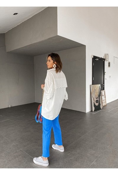 Bebe Plus Kadın Sırtta Fisto Detaylı Oversize Gömlek