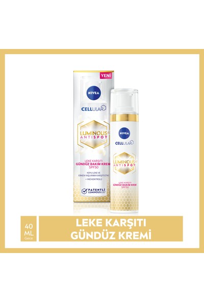 NIVEA Luminous630 Leke Karşıtı Gündüz Yüz Bakım Kremi 40ml,SPF50, Hyaluronik Asit ve E vitamini,Hassas Cilt,Yüksek Güneş Koruması NIVEA Luminous630 Leke Karşıtı Gündüz Yüz Bakım Kremi 40ml,SPF50, Hyaluronik Asit ve E vitamini,Hassas Cilt,Yüksek Güneş Koruması