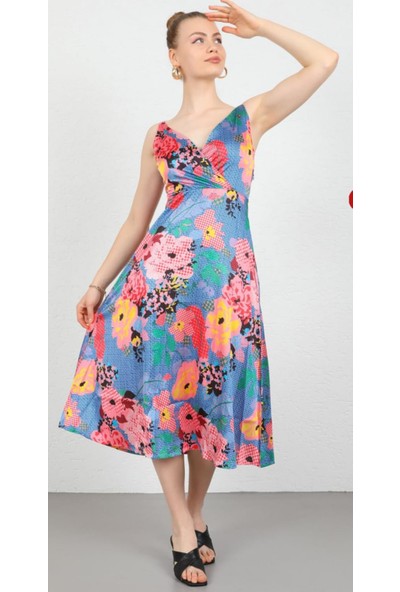 Kaktüs Moda Desenli Elbise