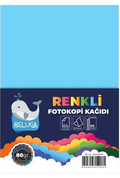Beluga A4 Canlı ve Pastel Renkler Fotokopi Kağıdı 5 Renk 80 gr ( 1. Sınıf Kağıt ) 50'li Beluga A4 Canlı ve Pastel Renkler Fotokopi Kağıdı 5 Renk 80 gr ( 1. Sınıf Kağıt ) 50'li