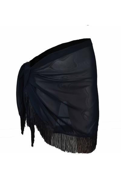 Bolder Püsküllü Siyah Pareo