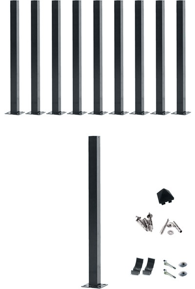 Telfence Panel Çit Direği 100 Cm Aksesuarlı Antrasit 10 Adet Telfence Panel Çit Direği 100 Cm Aksesuarlı Antrasit 10 Adet