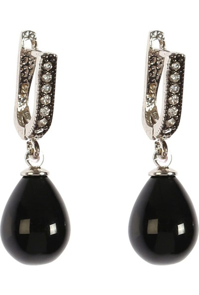 Siyah Inci Küpe Gümüş