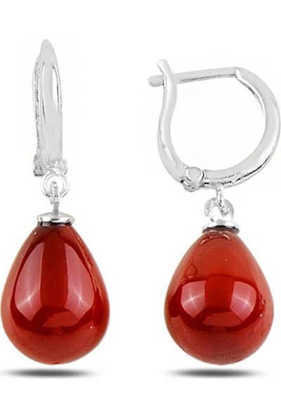 Ats Silver Kırmızı Mercan Küpe Gümüş