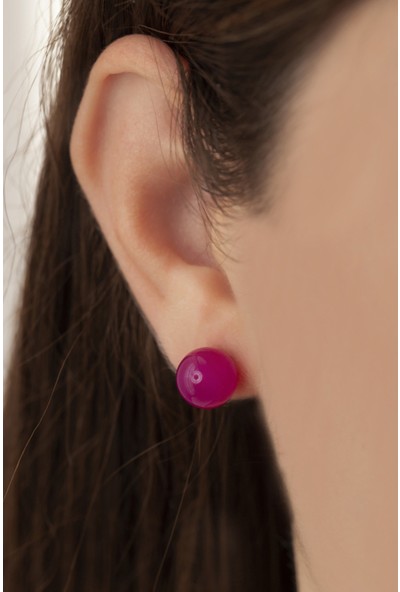 Akik 10 mm Gümüş Küpe 925 Ayar