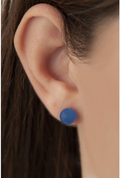 Ats Silver Akik 8 mm Gümüş Küpe 925 Ayar