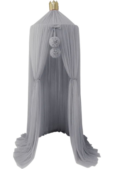 Gri Premium Tül Cibinlik Standart Ponponlu