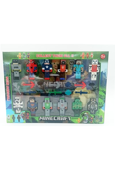 Pop Şeker Süper Heroes Minecraft Figürleri 12 Karakter Figür ve Aksesuarları 23 Parça Pop Şeker Süper Heroes Minecraft Figürleri 12 Karakter Figür ve Aksesuarları 23 Parça