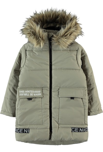 Civil Boys Erkek Çocuk Kapüşonlu Mont 6-9 Yaş Taş Rengi