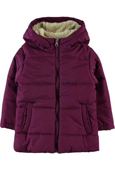 Civil Girls Kız Çocuk Kapüşonlu Mont 2-5 Yaş Mürdüm