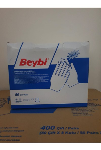 Gold Pudralı Steril Cerrahi Eldiven No:8 50 Çift Gold Pudralı Steril Cerrahi Eldiven No:8 50 Çift