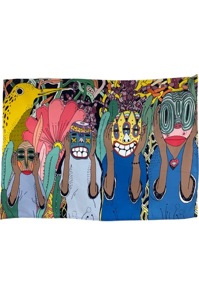 Yerliler Desenli Duvar Örtüsü