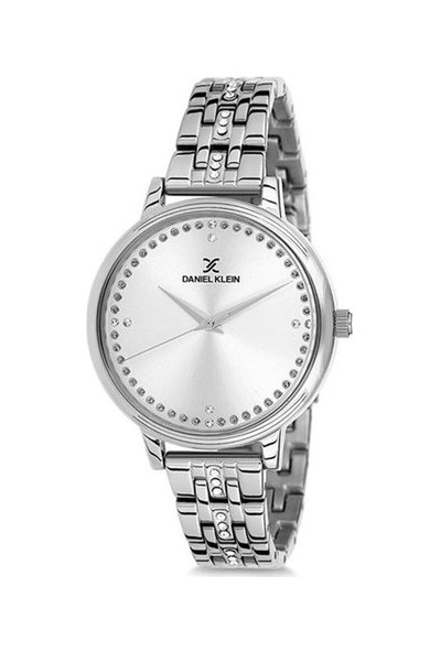 Daniel Klein Gümüş Renk Çelik Kadın Saat Çelik Kolye Hediye Set