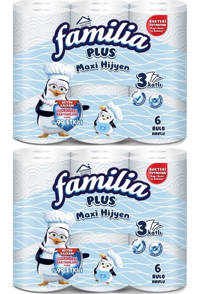 Familia Kağıt Havlu (3 Katlı) Plus Maxi Hijyen 12'li Paket (2 Paket x 6) Familia Kağıt Havlu (3 Katlı) Plus Maxi Hijyen 12'li Paket (2 Paket x 6)