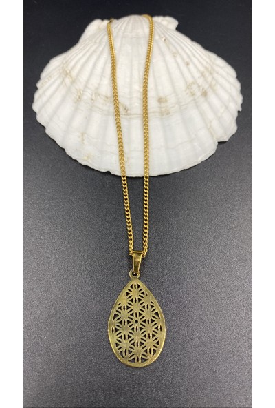 Mia Pietra Damla Model Yaşam Çiçeği Çelik Kolye Mia Pietra Damla Model Yaşam Çiçeği Çelik Kolye