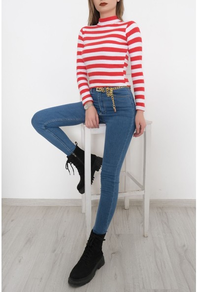 Vicuna Yarım Balıkçı Çizgili Body Kırmızı Vicuna Yarım Balıkçı Çizgili Body Kırmızı