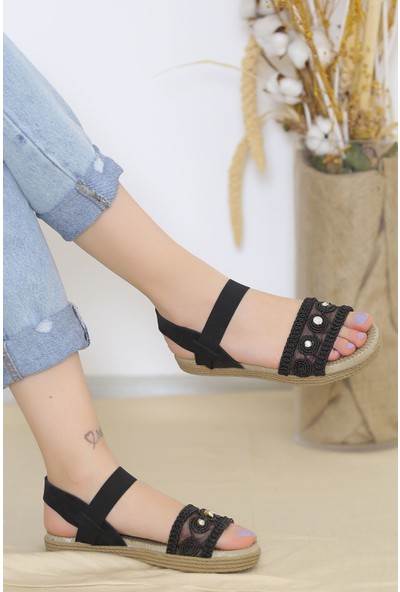 Peaces Store Taşlı Sandalet Siyah - 9493.264.