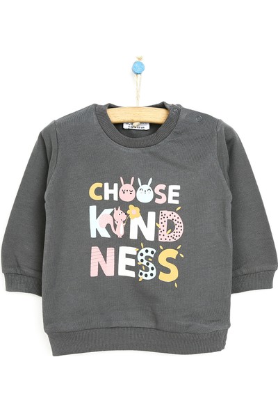 Hello Baby Hellobaby Basic Kız Bebek Şardonlu Iki Ip Baskılı Sweatshirt