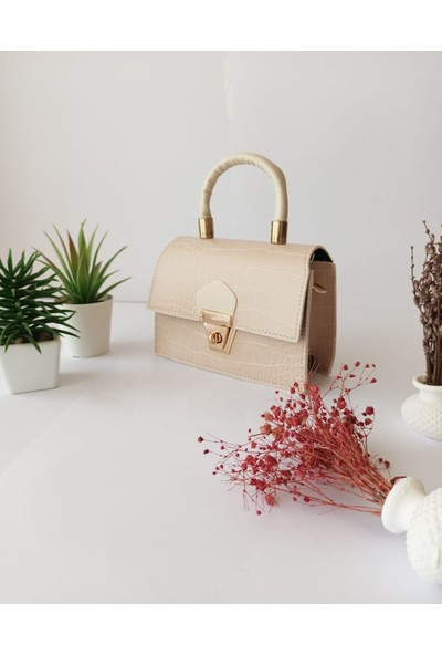 Buiz Timsah Deri Desenli Şık Kadın El Çanta