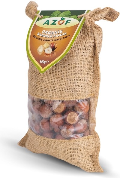 Azof Organik Kabuklu Fındık Jüt Çuval 500 gr Azof Organik Kabuklu Fındık Jüt Çuval 500 gr