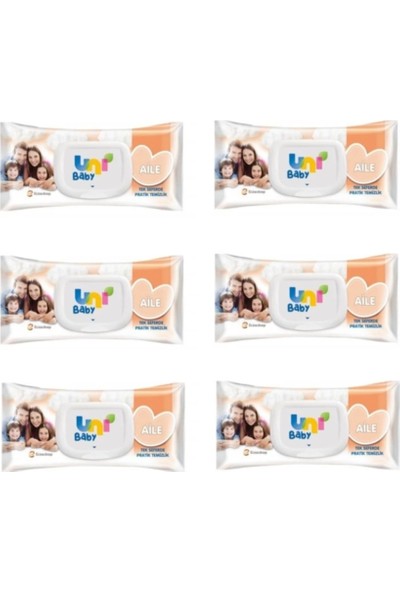 Uni Baby Unibaby Aile 90 Lı Islak Mendil 6ADET 6X90 Uni Baby Unibaby Aile 90 Lı Islak Mendil 6ADET 6X90