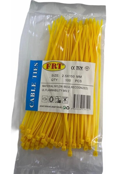 Frt Sarı 2,5 x 150 Kablo Bağı Frt Sarı 2,5 x 150 Kablo Bağı