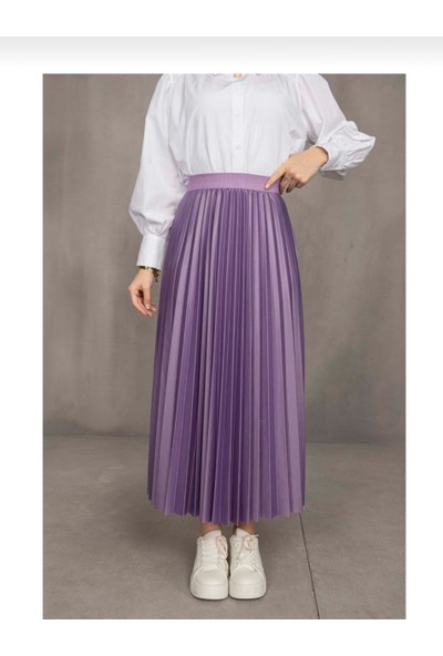 Awora Deri Görünümlü Piliseli Etek