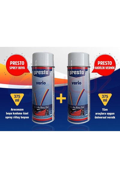 Presto Audi Kod: LY7G Presto Sprey Boya Seti (Boya + Vernik) Presto Audi Kod: LY7G Presto Sprey Boya Seti (Boya + Vernik)
