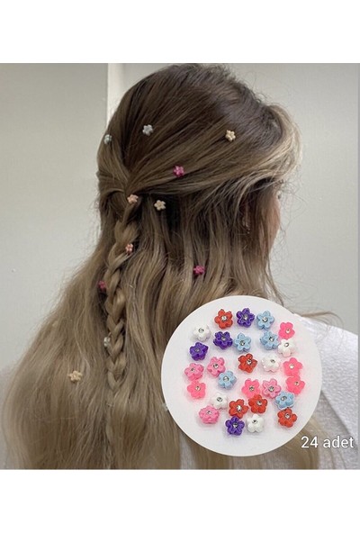 Voilove Kadın 24'lü Renkli Saç Boncuğu Saç Örgü Süsü Toka