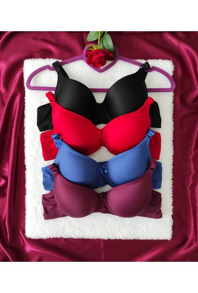 Nesterinzar Kadın Dolgusuz Balenli Günlük 4'lü Sütyen Takımı