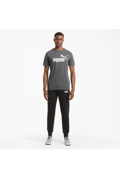 Puma Ess Heather Tee - Erkek Antrasit Spor T-Shirt - 586736 01