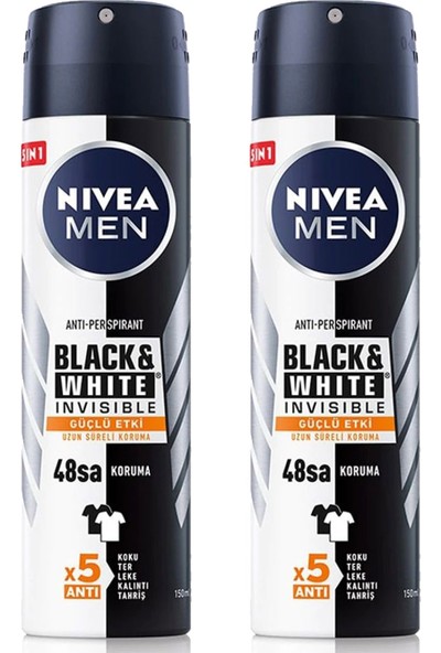 Nivea 2 Adet Nivea Men Black & White Invisible Güçlü Etki Erkek Deodorant Sprey 150 Ml Nivea 2 Adet Nivea Men Black & White Invisible Güçlü Etki Erkek Deodorant Sprey 150 Ml