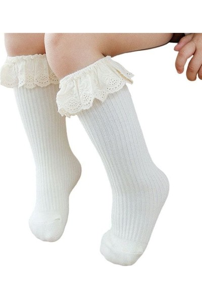 Özkardeşler Baby Dantelli Diz Altı Bebek Çorabı