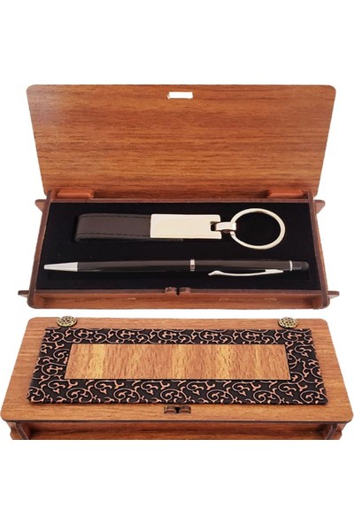 Hosell Siyah Kalem ve Anahtarlık Ahşap Kutulu Set Hosell Siyah Kalem ve Anahtarlık Ahşap Kutulu Set