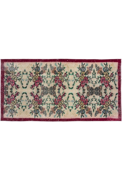 Bespoky Atina Krem Eskitme El Dokuma Alan Halısı