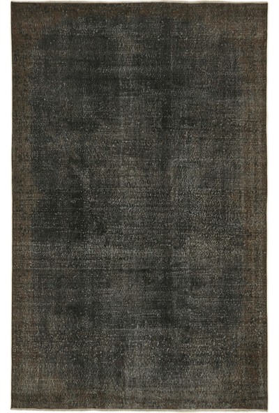 Bespoky Overdyed Vintage Siyah Eskitme Pamuk Yün El Dokuma Alan Halısı