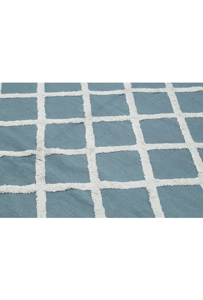 Bespoky Nepal Geometric Mavi Geometrik Yün Pamuk El Dokuma Alan Halısı Bespoky Nepal Geometric Mavi Geometrik Yün Pamuk El Dokuma Alan Halısı