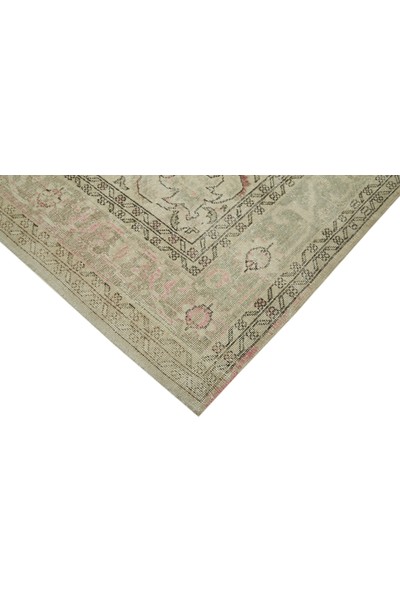 Bespoky Vintage Bej Eskitme Pamuk Yün El Dokuma Alan Halısı