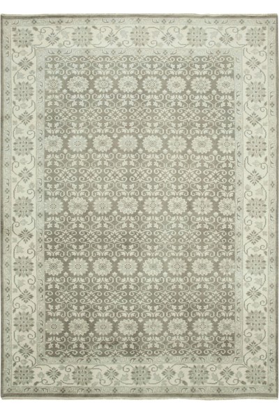 Bespoky Tebriz Gri Klasik Pamuk Yün El Dokuma Alan Halısı