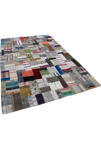 Bespoky Kırk Yama Gri Patchwork Pamuk Yün El Dokuma Alan Halısı Bespoky Kırk Yama Gri Patchwork Pamuk Yün El Dokuma Alan Halısı