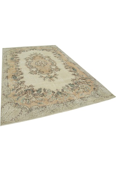 Bespoky Vintage Bej Eskitme Pamuk Yün El Dokuma Alan Halısı Bespoky Vintage Bej Eskitme Pamuk Yün El Dokuma Alan Halısı