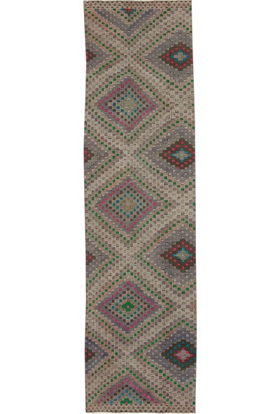 Bespoky Anatolian Runner Beyaz Çizgili Pamuk Yün El Dokuma Alan Halısı Bespoky Anatolian Runner Beyaz Çizgili Pamuk Yün El Dokuma Alan Halısı