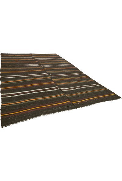 Bespoky Striped Kilim Kahverengi Çizgili Keçi Tüyü El Dokuma Alan Halısı Bespoky Striped Kilim Kahverengi Çizgili Keçi Tüyü El Dokuma Alan Halısı