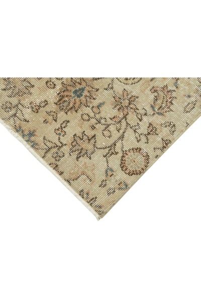 Bespoky Overdyed Vintage Bej Eskitme Pamuk Yün El Dokuma Alan Halısı