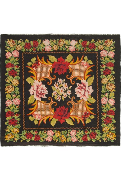 Bespoky Moldovian Floral Siyah Çiçekli Pamuk Yün Keçi Tüyü El Dokuma Alan Halısı Bespoky Moldovian Floral Siyah Çiçekli Pamuk Yün Keçi Tüyü El Dokuma Alan Halısı