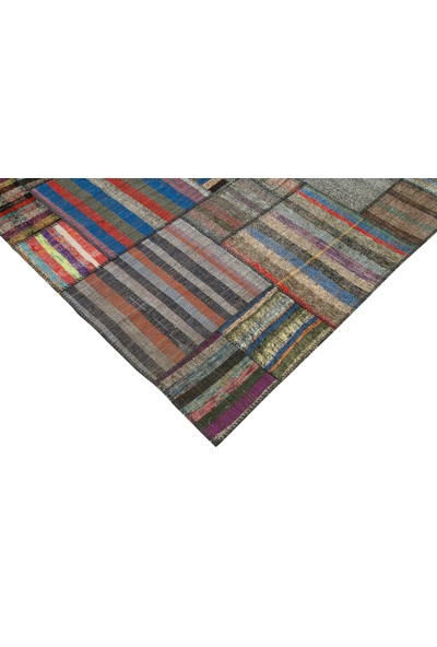 Bespoky Kırk Yama Gri Patchwork Pamuk Yün El Dokuma Alan Halısı Bespoky Kırk Yama Gri Patchwork Pamuk Yün El Dokuma Alan Halısı