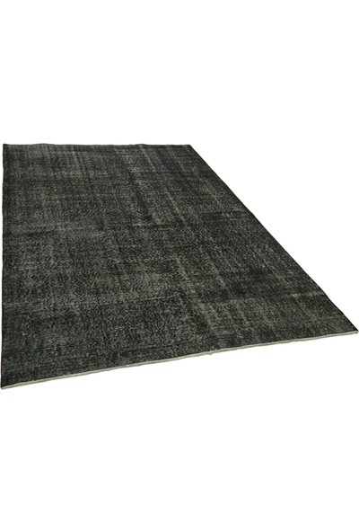 Bespoky Overdyed Vintage Siyah Eskitme Pamuk Yün El Dokuma Alan Halısı