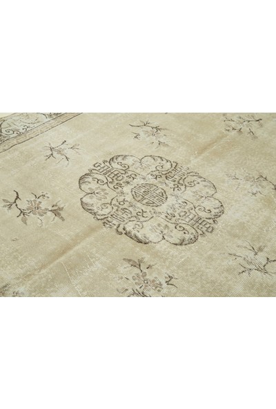 Bespoky Vintage Bej Eskitme Pamuk Yün El Dokuma Alan Halısı Bespoky Vintage Bej Eskitme Pamuk Yün El Dokuma Alan Halısı