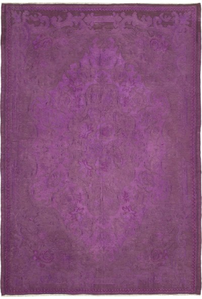 Bespoky Moldovian Floral Mor Çiçekli Pamuk Yün Keçi Tüyü El Dokuma Alan Halısı